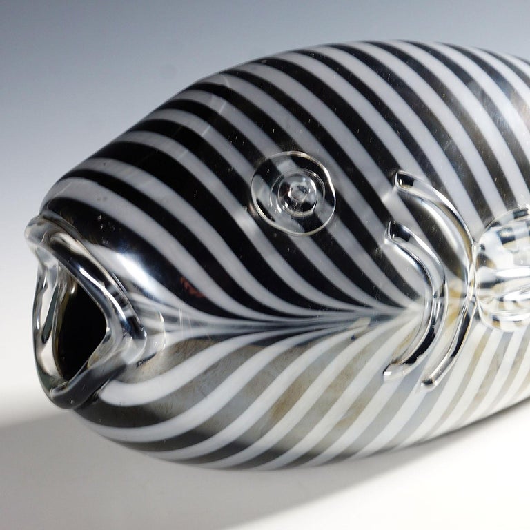 Large Fish with Lattimo Fenicio Decoration by Tyra Lundgren for Venini ...