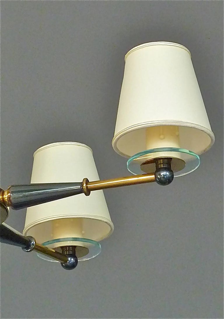 Large Five-Light Maison Jansen Sputnik Chandelier Brass Glass Blue ...