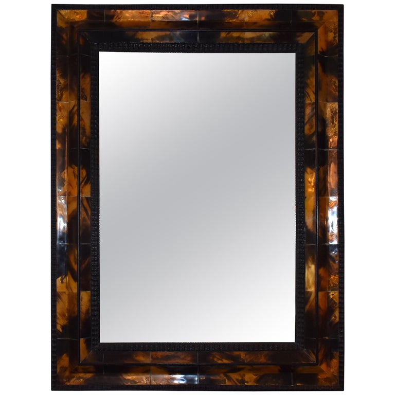 Large Flemish Style Horn Mirror at 1stDibs