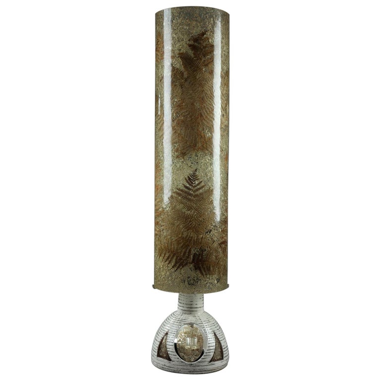 Large Floor Lamp with Ceramic Leg by Ateliers Accolay For Sale at 1stDibs