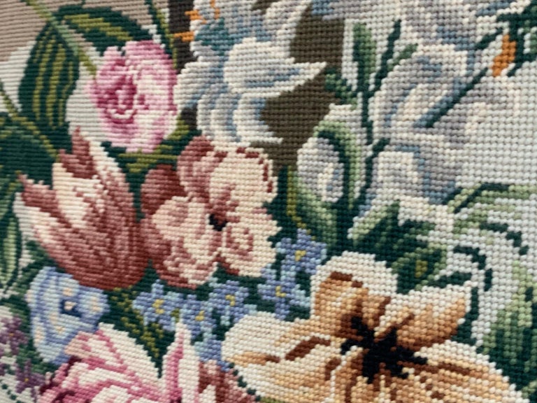 Large Floral Needlepoint Framed Art For Sale at 1stDibs | needlepoint ...