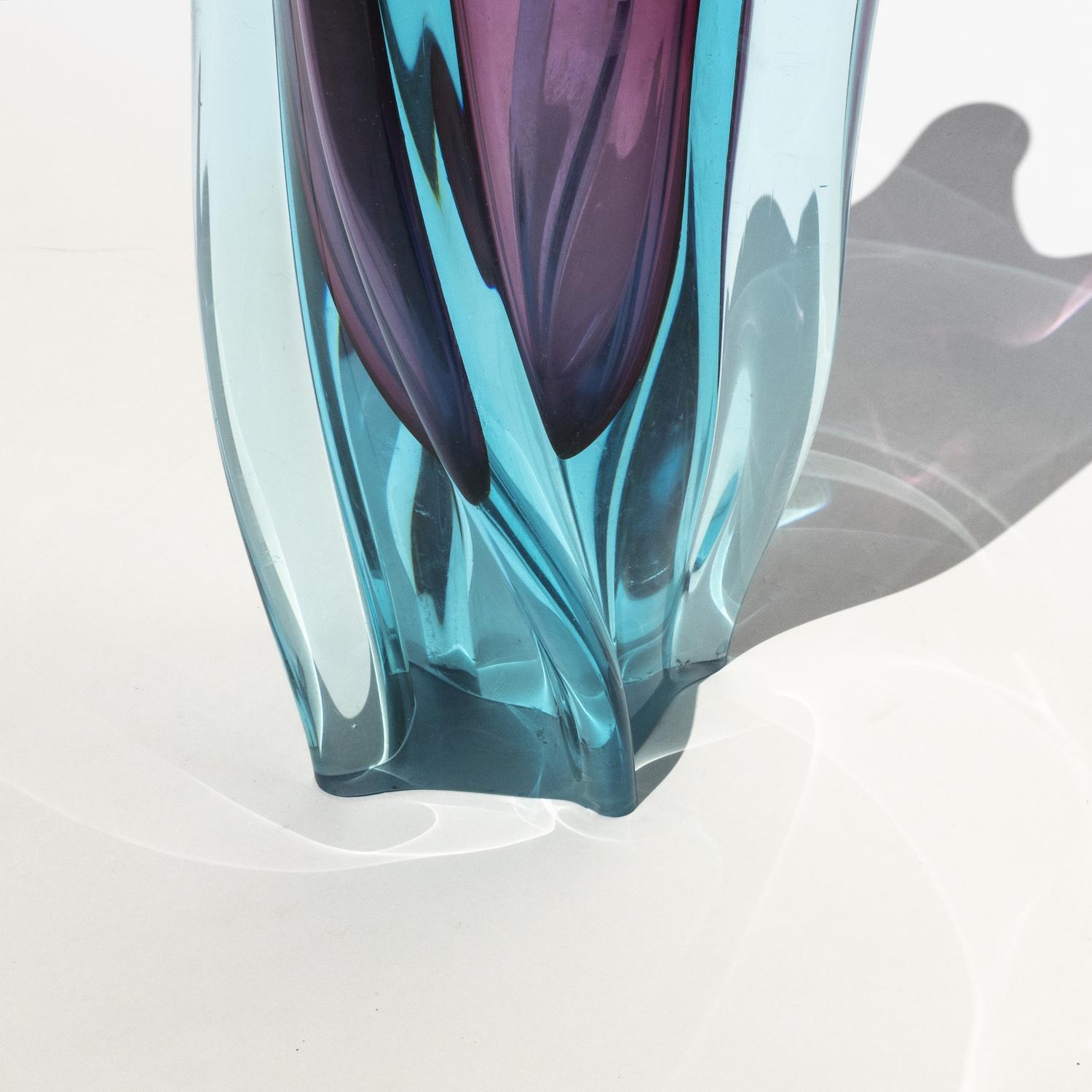 Large Fluid "Sommerso" Vintage Murano Glass Vase, in the Style of ...