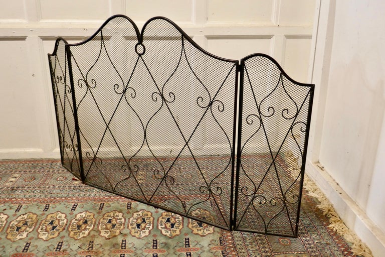 Large Folding Wrought Iron Fire Guard for Inglenook Fireplace at ...