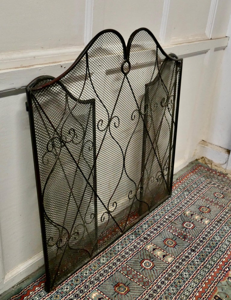 Large Folding Wrought Iron Fire Guard for Inglenook Fireplace at 1stDibs