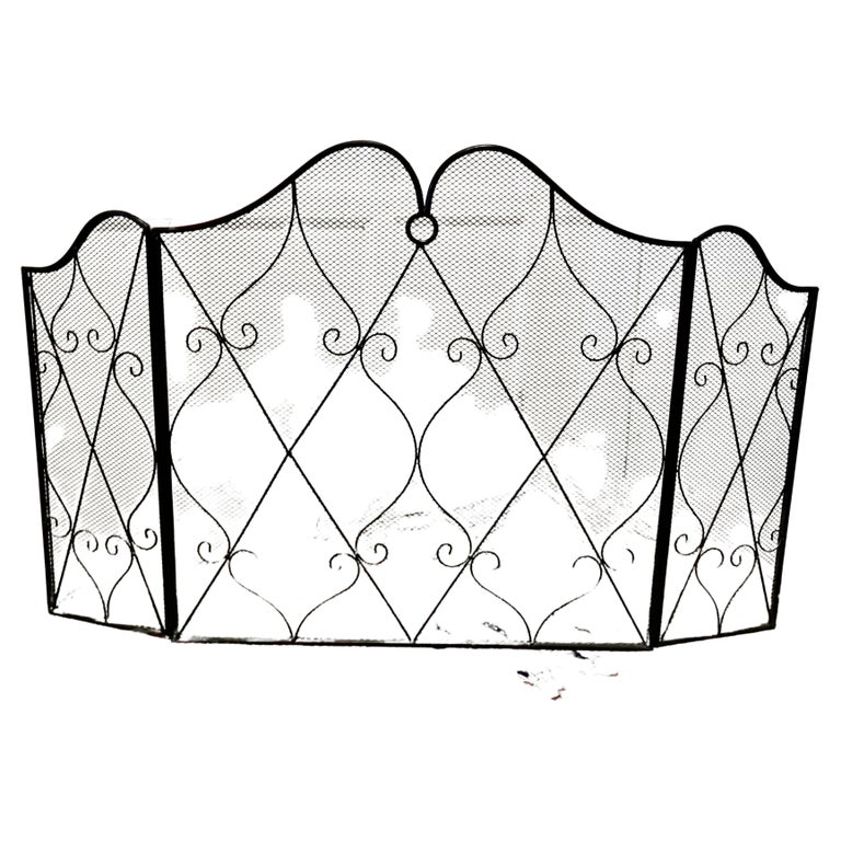 Large Folding Wrought Iron Fire Guard for Inglenook Fireplace at ...