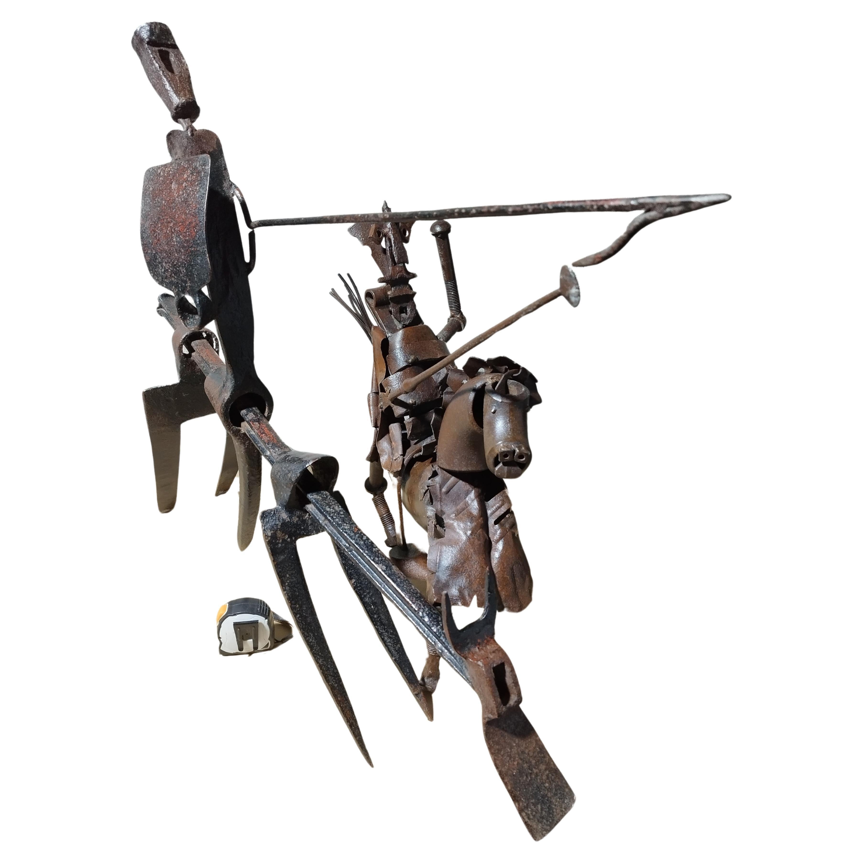 Large Folk art Don Quixote and Sancho Panza metal sculpture For Sale at ...