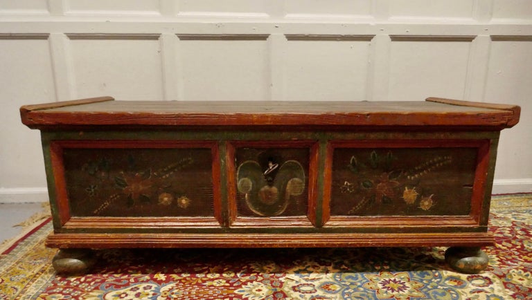 Large Folk Art Painted Chest at 1stDibs