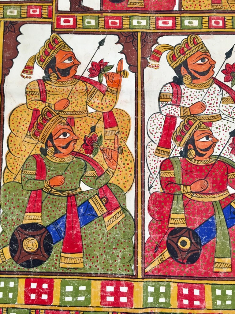 Large Folk Art Phad Hand Painted Khadi Textile Rajasthan at 1stDibs