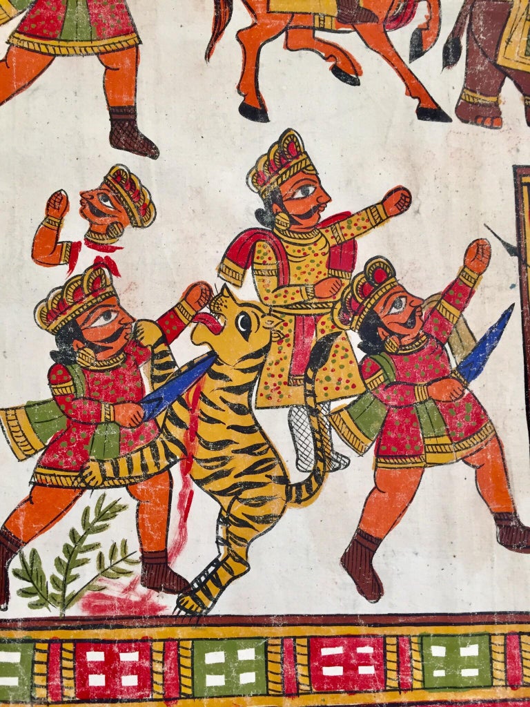 Large Folk Art Phad Hand Painted Khadi Textile Rajasthan at 1stDibs