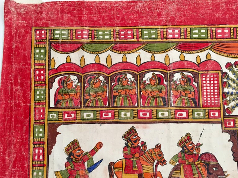 Large Folk Art Phad Hand Painted Khadi Textile Rajasthan at 1stDibs