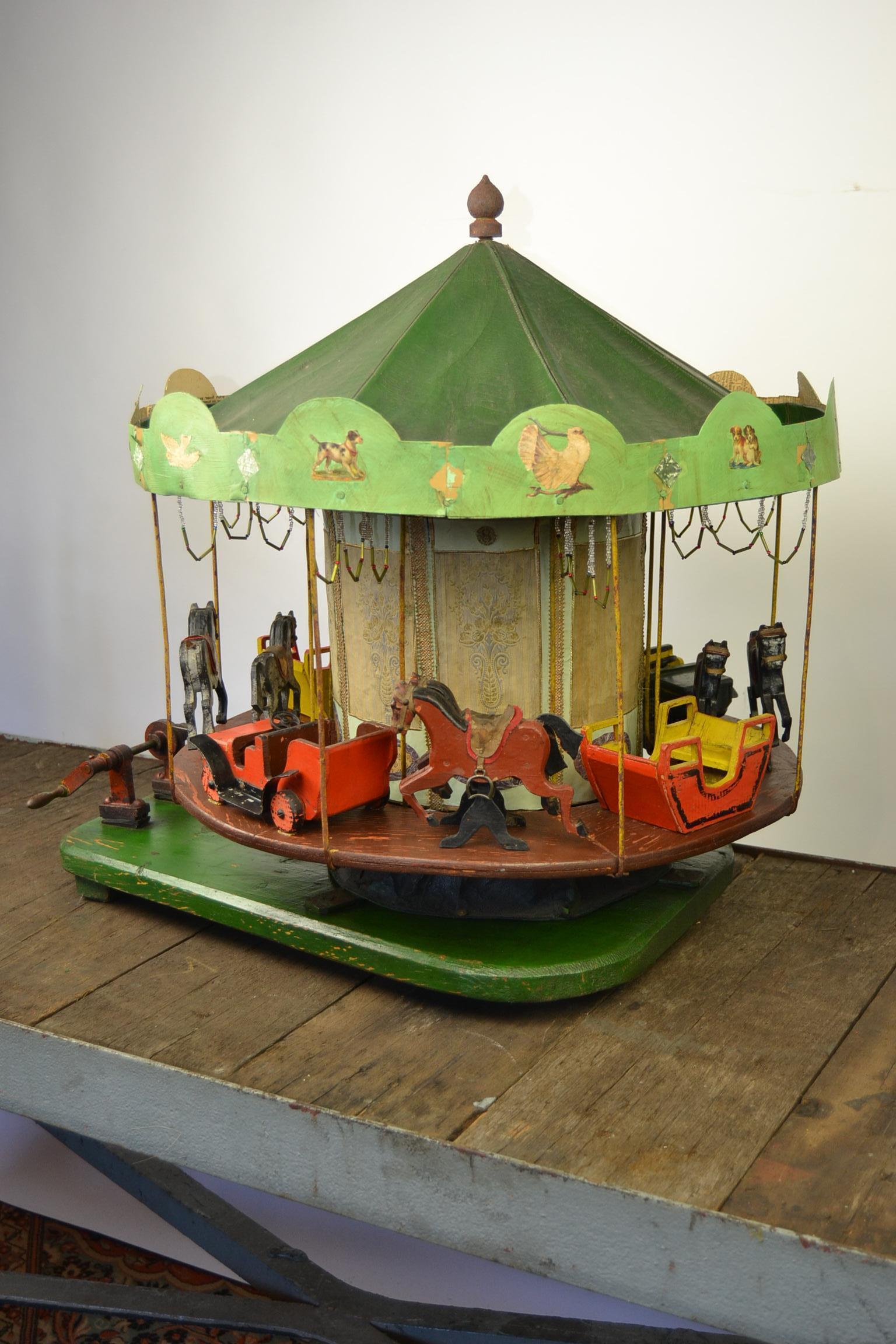Large Folk Art Wooden Merry-Go-Round Model For Sale at 1stDibs | old ...