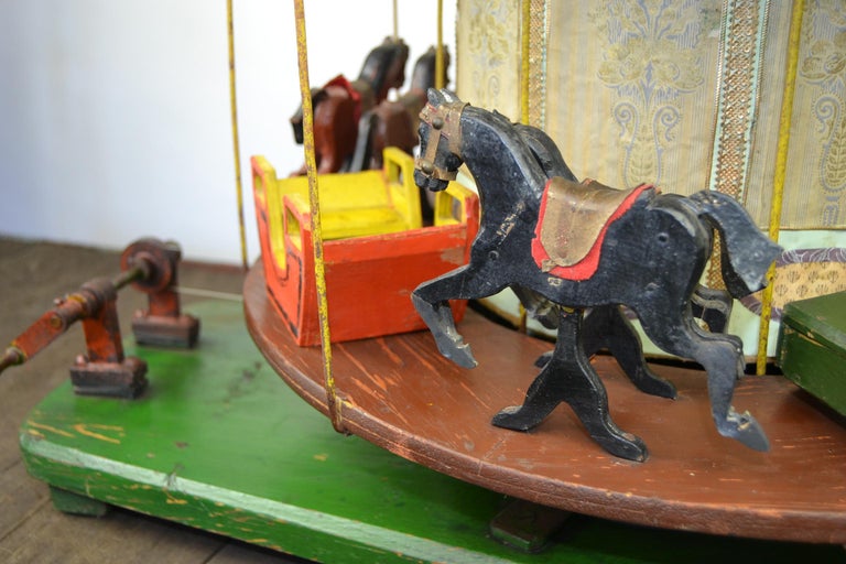 Large Folk Art Wooden Merry-Go-Round Model For Sale at 1stDibs | merry ...