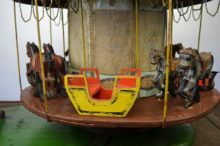 Large Folk Art Wooden Merry-Go-Round Model For Sale at 1stDibs | merry ...