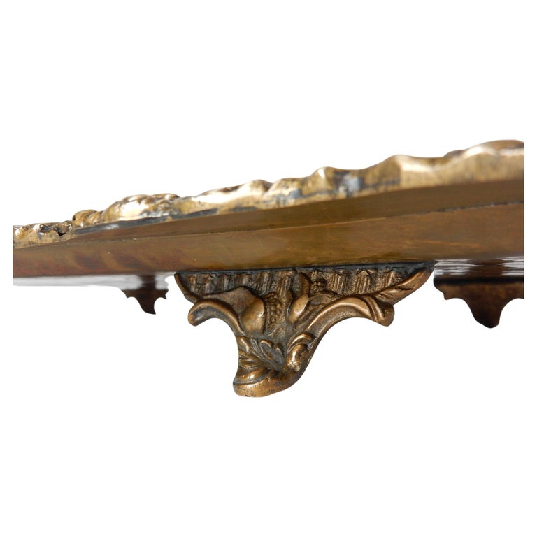 Large Footed Brass Service Tray for Bar or Table For Sale at 1stDibs