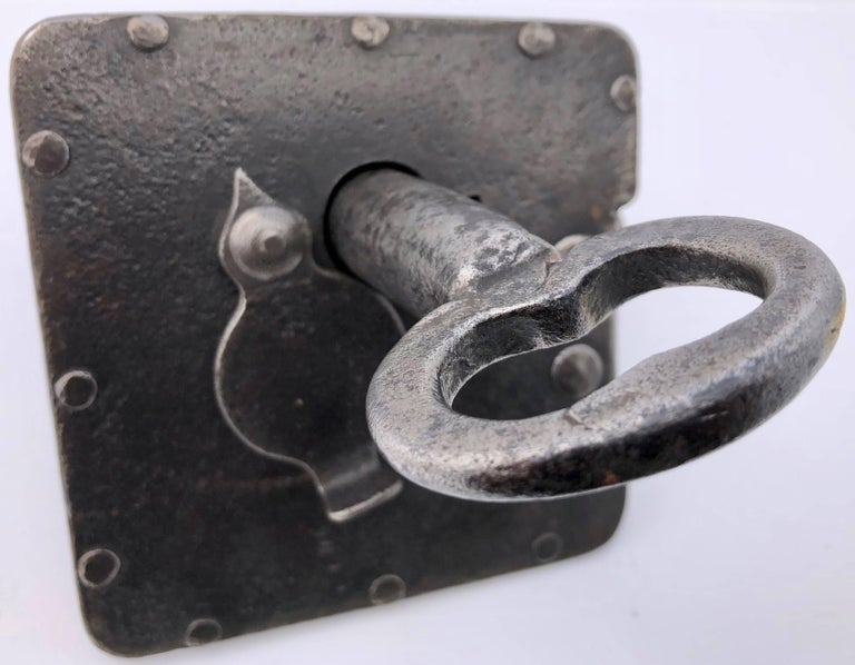 Large Forged Unusually Shaped Padlock with Covered Keyhole and Key ...