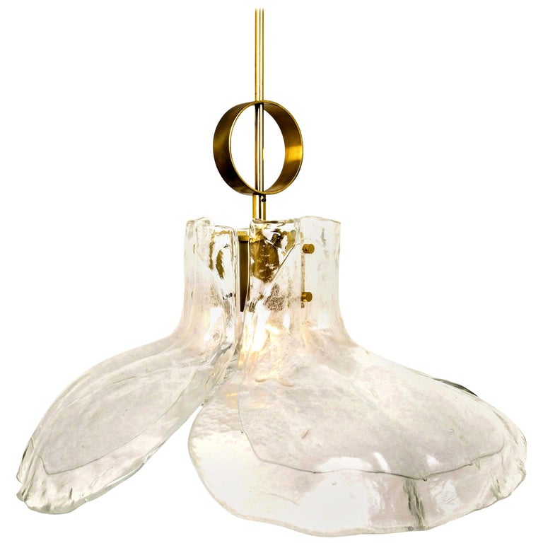 1 of the 2 Large Four-Panel Melting Glass Flower Chandelier by Kalmar ...