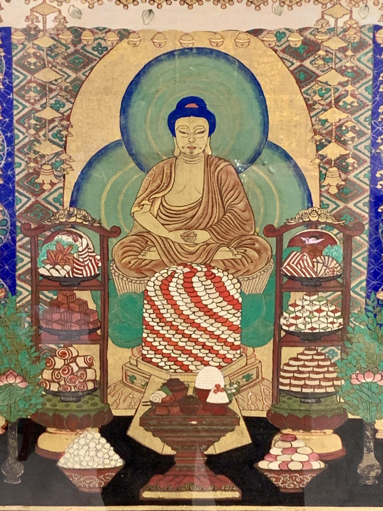 Large Framed Japanese Buddhist Amida Temple Hall Painting, Mid-19th ...