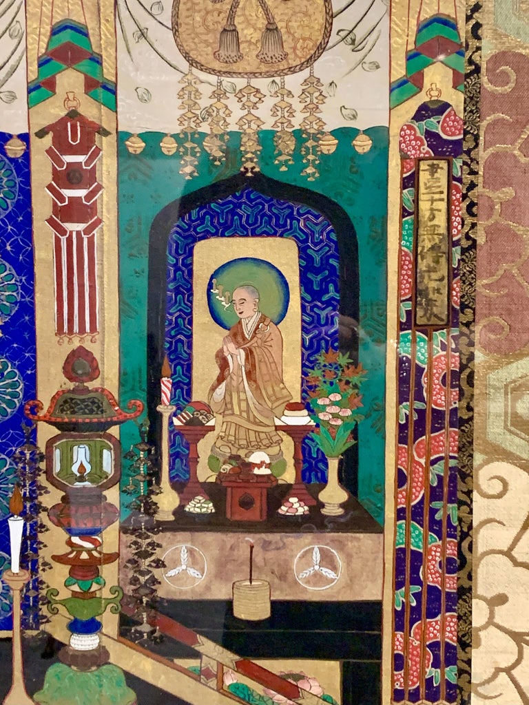 Large Framed Japanese Buddhist Amida Temple Hall Painting, Mid-19th ...
