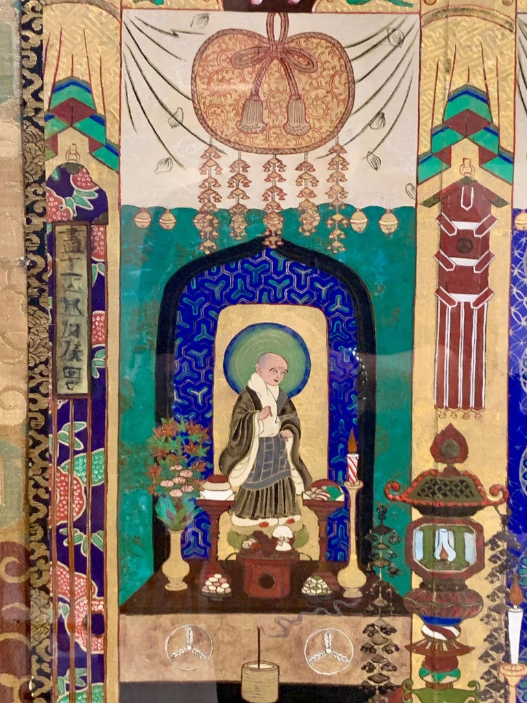 Large Framed Japanese Buddhist Amida Temple Hall Painting, Mid-19th ...
