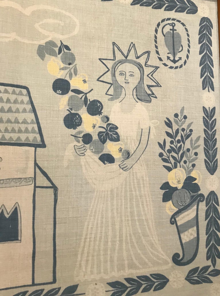 Large Framed Swedish Linen Wall Hanging by Gocken Jobs, Dated 1956 For ...