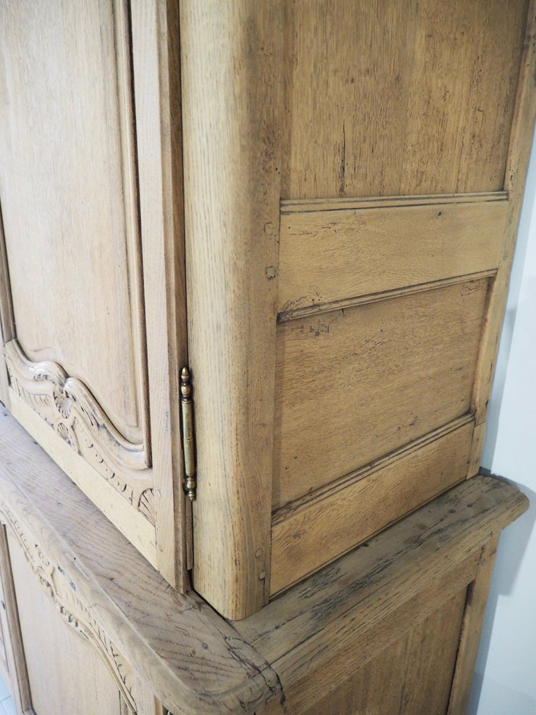 Large French Antique Larder Linen Cupboard in Raw Wood Farmhouse For ...