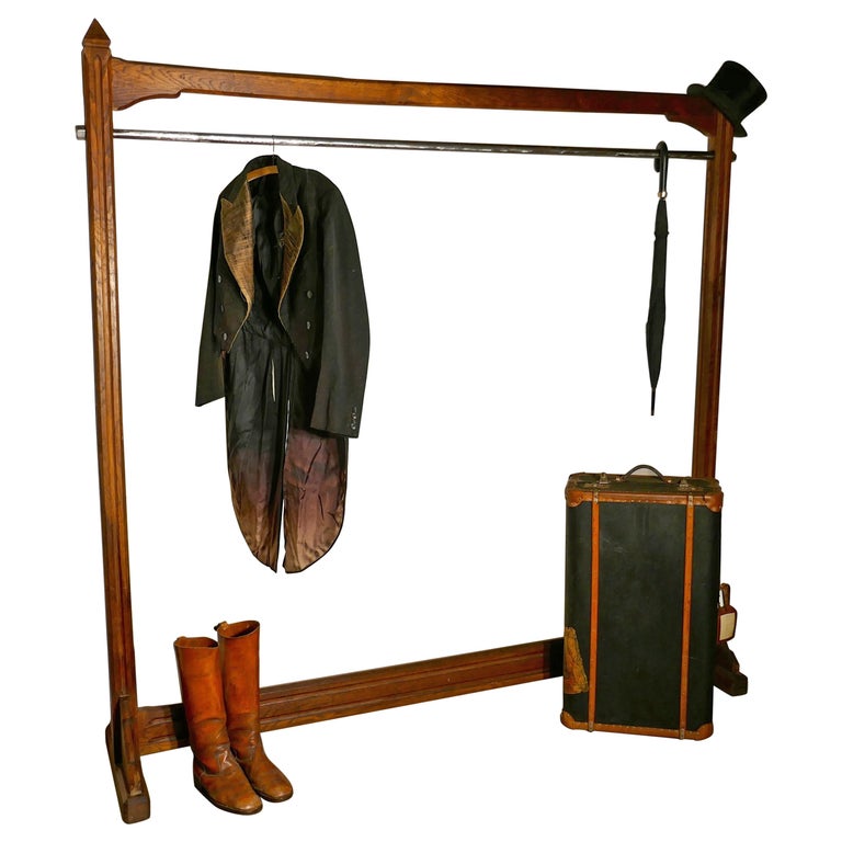 Large French Art and Crafts Golden Oak Clothes Rail at 1stDibs