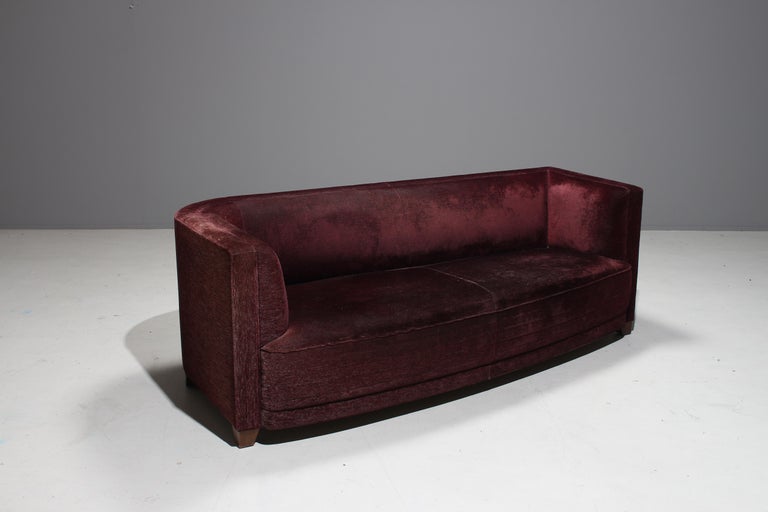 Large French Art Deco Curved Sofa, 1930s For Sale at 1stDibs