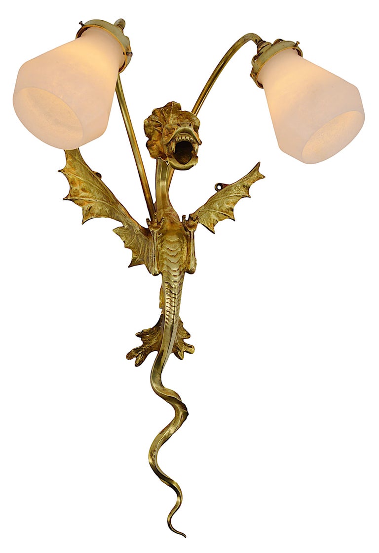 Large French Art Deco Dragon Double Wall Light, Ca. 1930 For Sale at ...