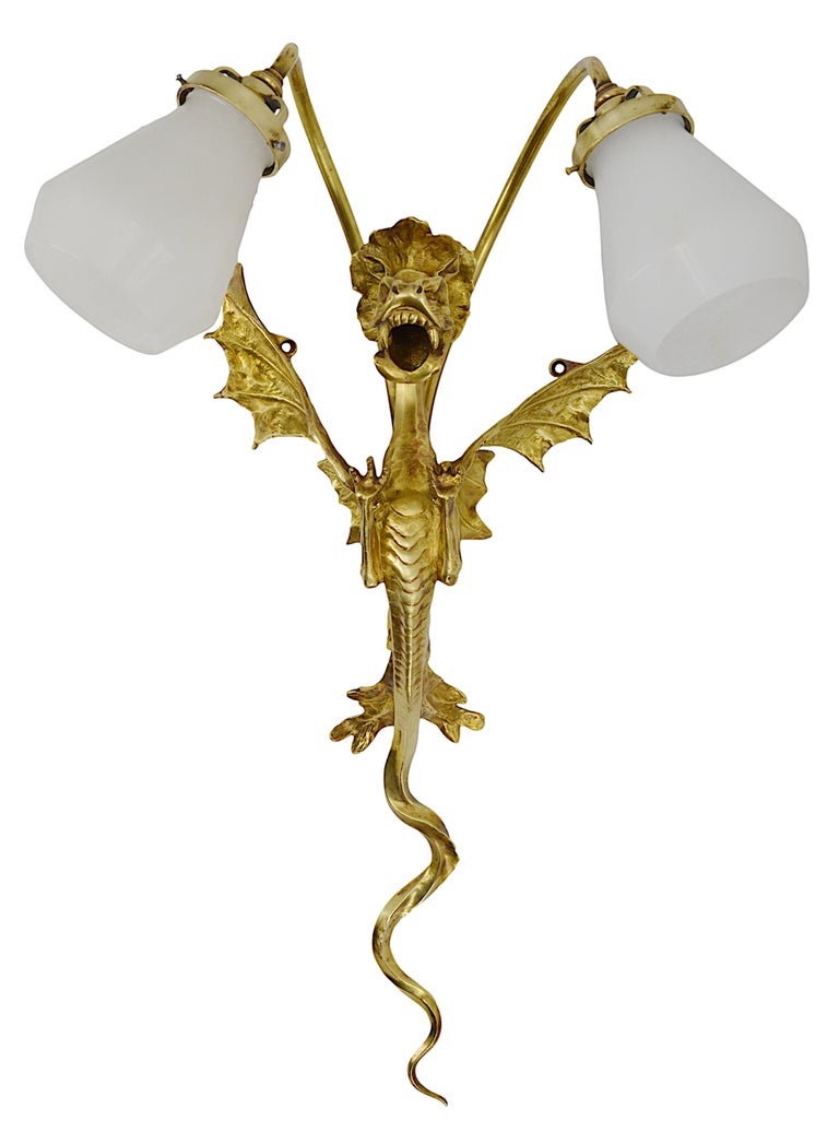 Large French Art Deco Dragon Double Wall Light, Ca. 1930 For Sale at ...