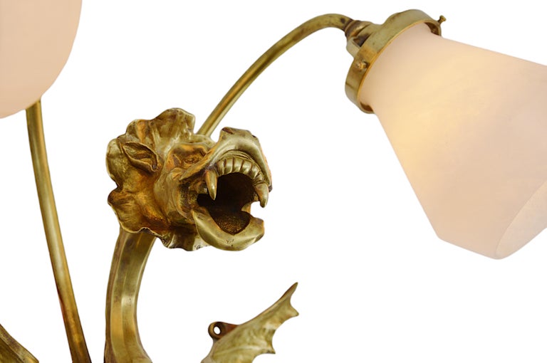 Large French Art Deco Dragon Double Wall Light, Ca. 1930 For Sale at ...