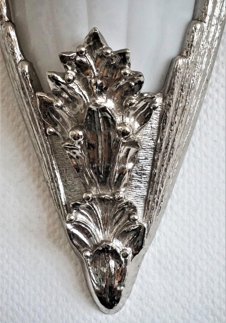 Large French Art Deco Frosted Glass Shell Wall Sconce, 1930-1939 For ...