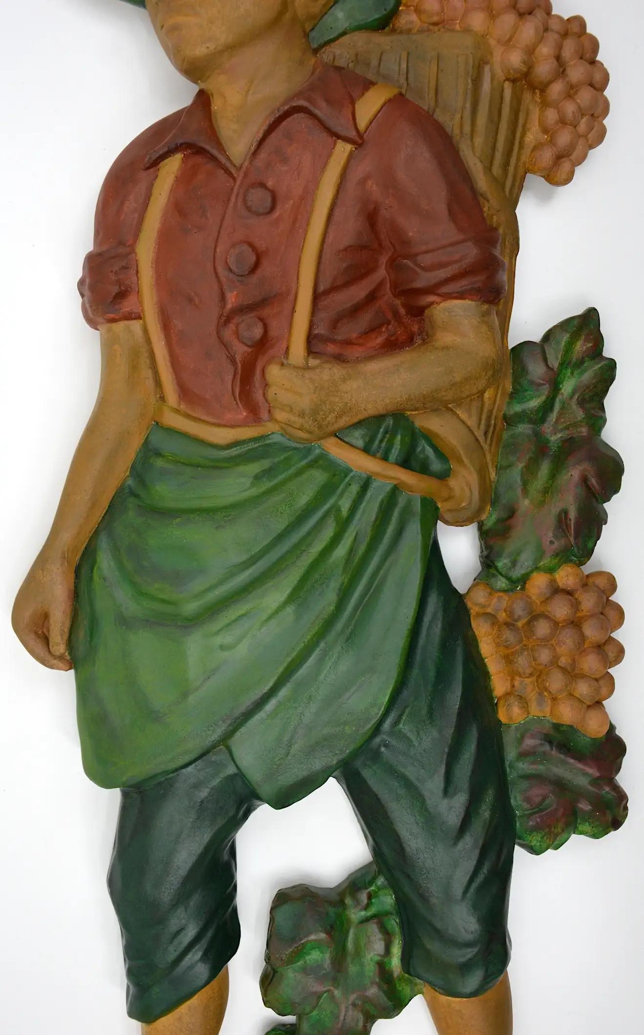 Large French Art Deco Grape Picker Couple Sculpture, 1920s For Sale at ...