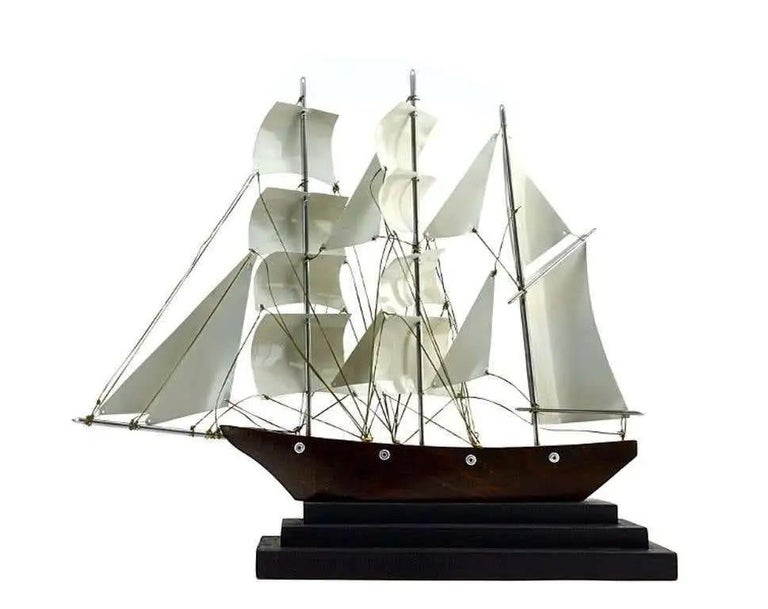 Large French Art Deco Three-Masted Barque Ship Model, 1930s For Sale at ...
