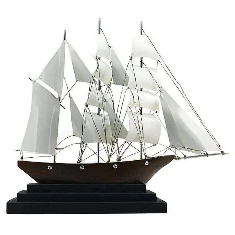 Large French Art Deco Three-Masted Barque Ship Model, 1930s For Sale at ...