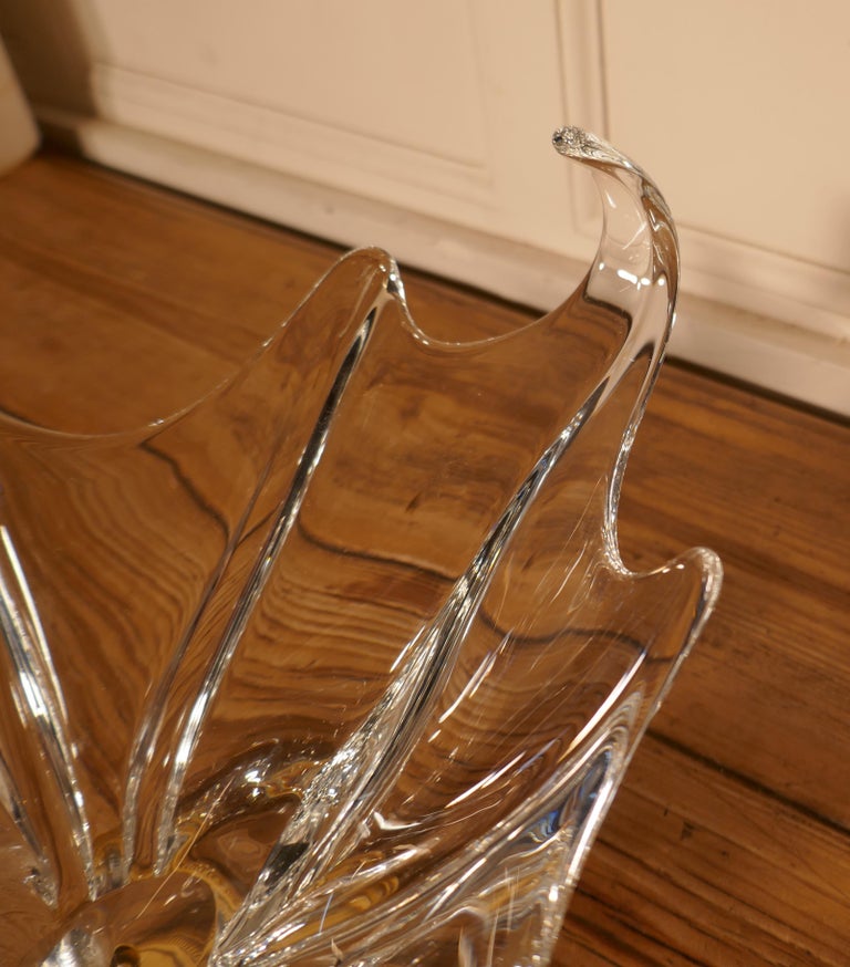 Large French Art Glass and Brass Tazza Dish For Sale at 1stDibs