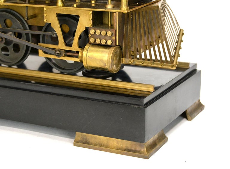 Large French Automaton Locomotive Industrial Train Clock with Spinning ...