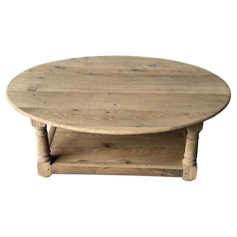 Large French Bleached Oak Coffee Table with Flaps For Sale at 1stDibs