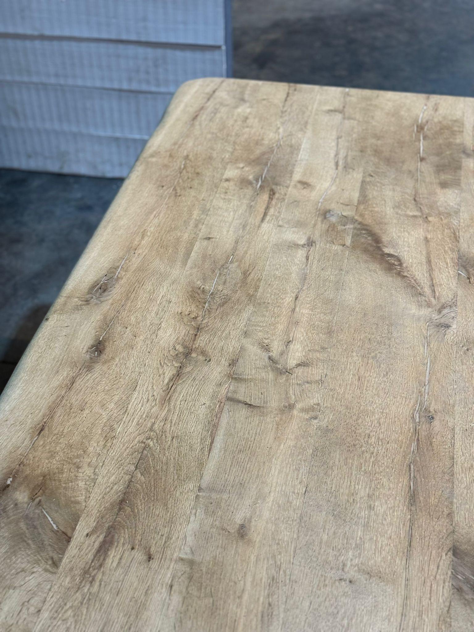 Large French Bleached Oak Farmhouse Dining Table For Sale at 1stDibs