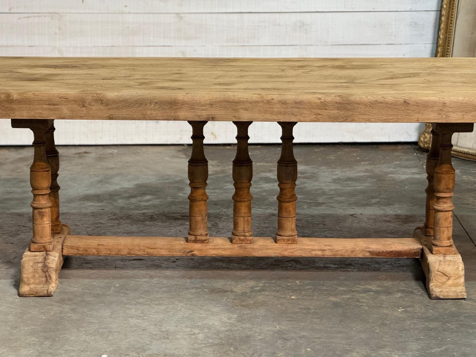 Large French Bleached Oak Farmhouse Dining Table For Sale at 1stDibs