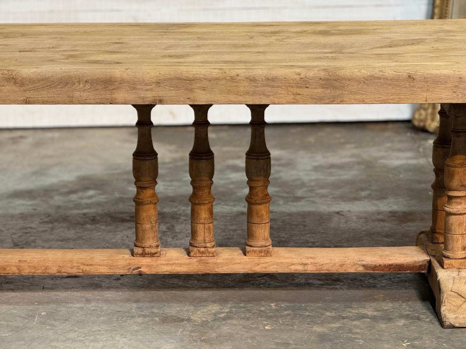 Large French Bleached Oak Farmhouse Dining Table For Sale at 1stDibs