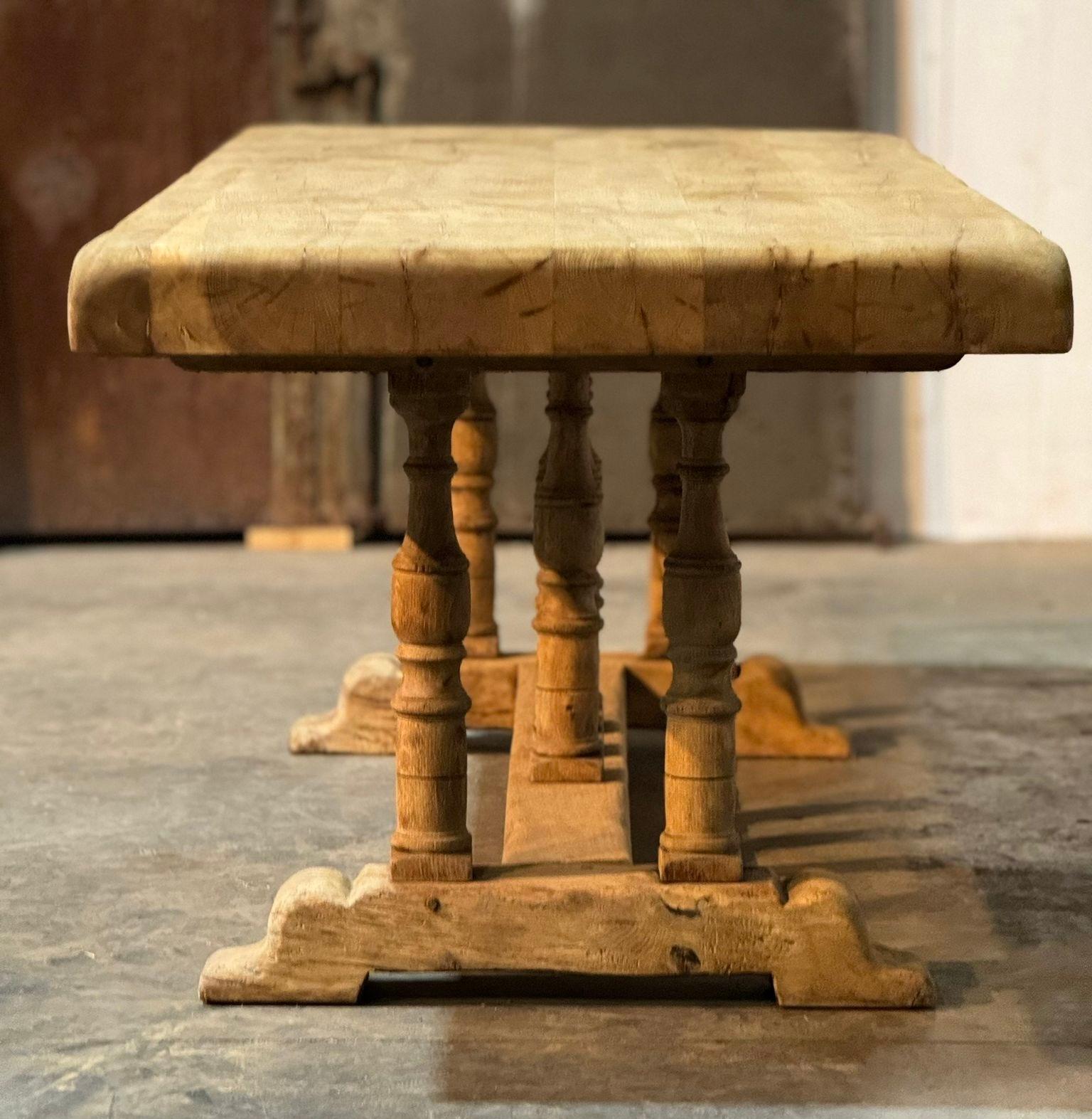 Large French Bleached Oak Farmhouse Dining Table For Sale at 1stDibs
