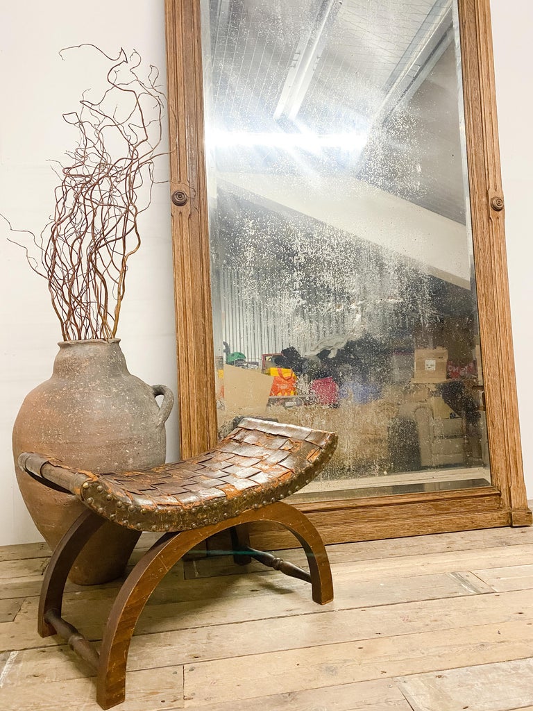 Large French Bleached Oak Mirror with Foxing For Sale at 1stDibs