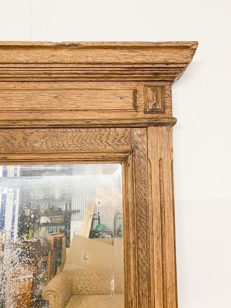 Large French Bleached Oak Mirror with Foxing For Sale at 1stDibs