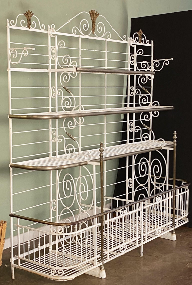 Large French Boulangerie or Baker's Rack of Wrought Iron, Brass, and ...