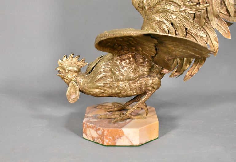 Large French Brass Cockerel Rooster For Sale at 1stDibs
