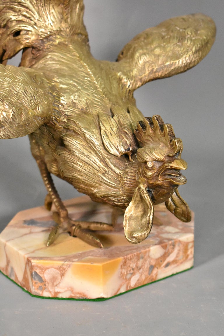 Large French Brass Cockerel Rooster For Sale at 1stDibs