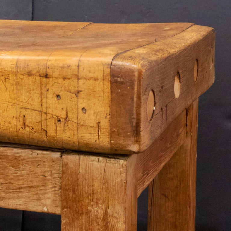Large French Butcher's Chopping Block on Stand at 1stDibs