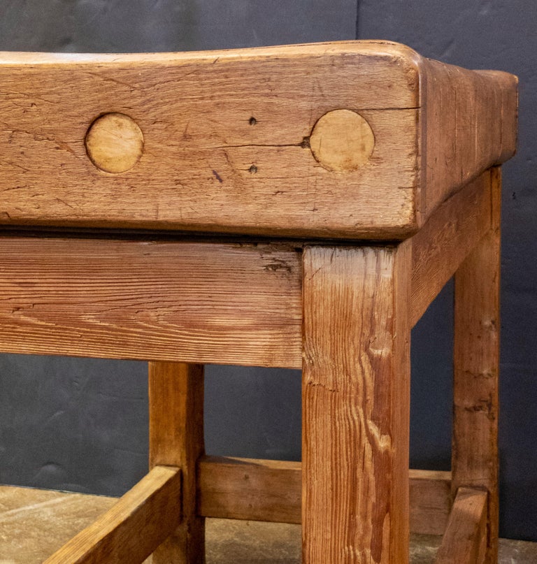 Large French Butcher's Chopping Block on Stand at 1stDibs