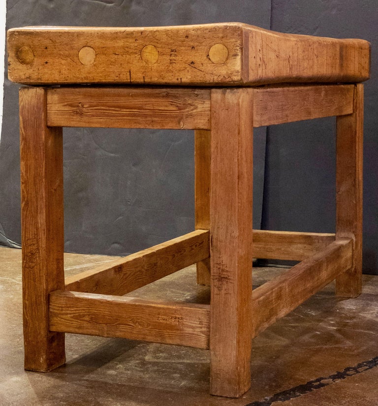 Large French Butcher's Chopping Block on Stand at 1stDibs