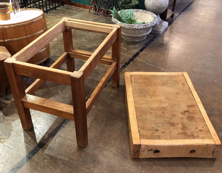 Large French Butcher's Chopping Block on Stand For Sale at 1stdibs